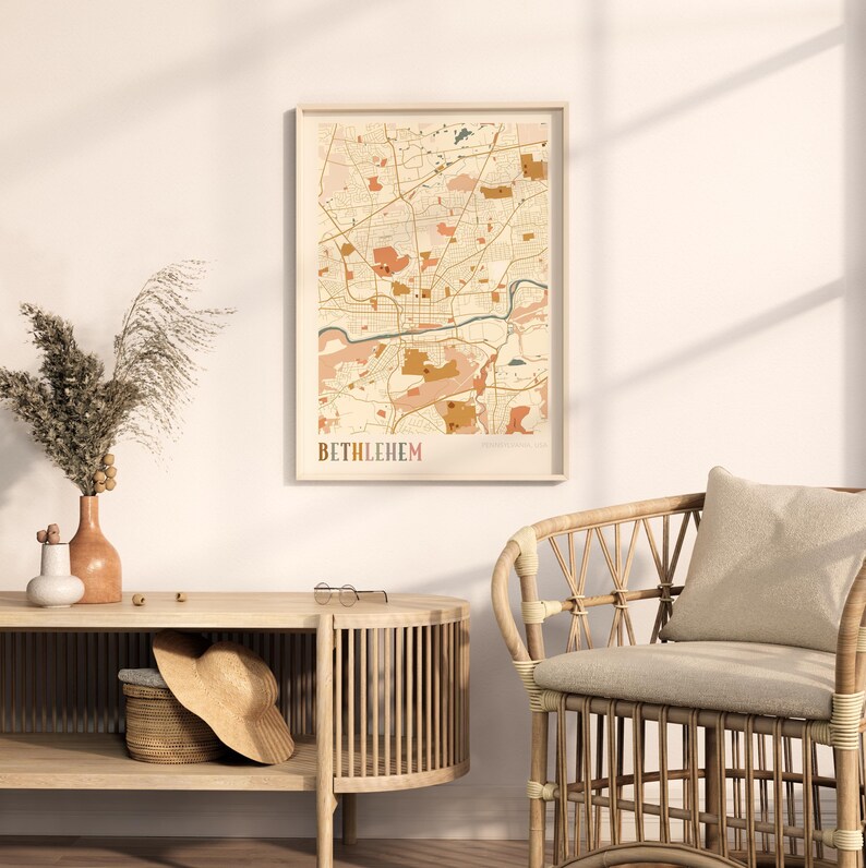 Bethlehem Map Poster, Bethlehem Print, Bethlehem Poster, Bethlehem Wall ...