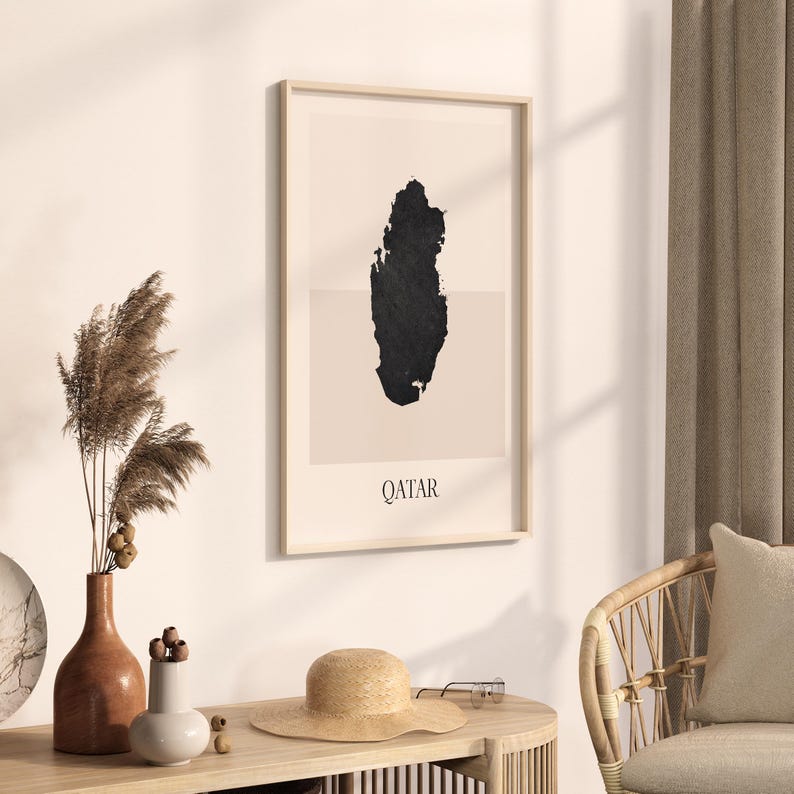 Qatar Map Poster, Qatar Print, Qatar Map Print Minimalist Boho Wall Art ...