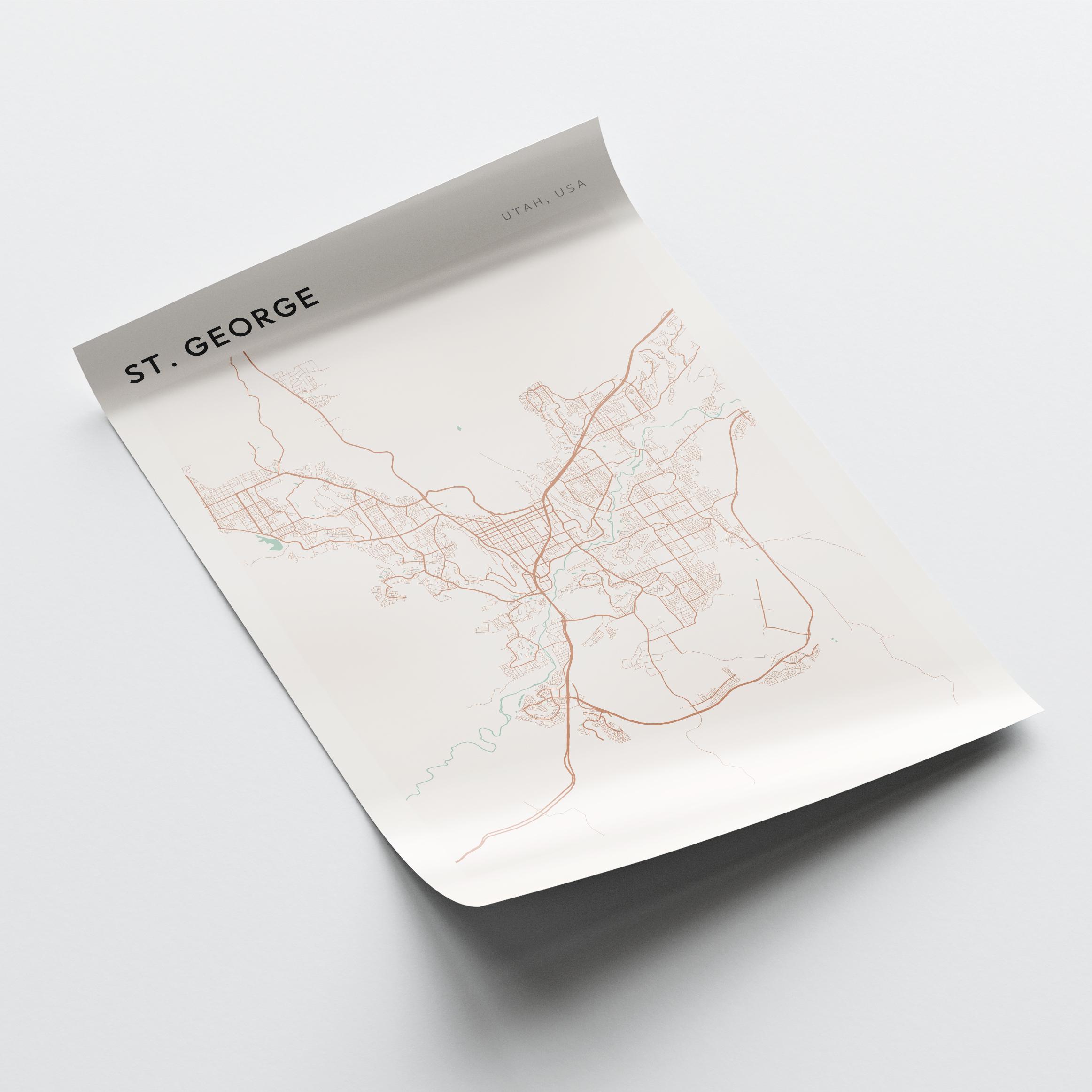 St. George Map Poster, St. George Print, St. George Poster, St. George ...