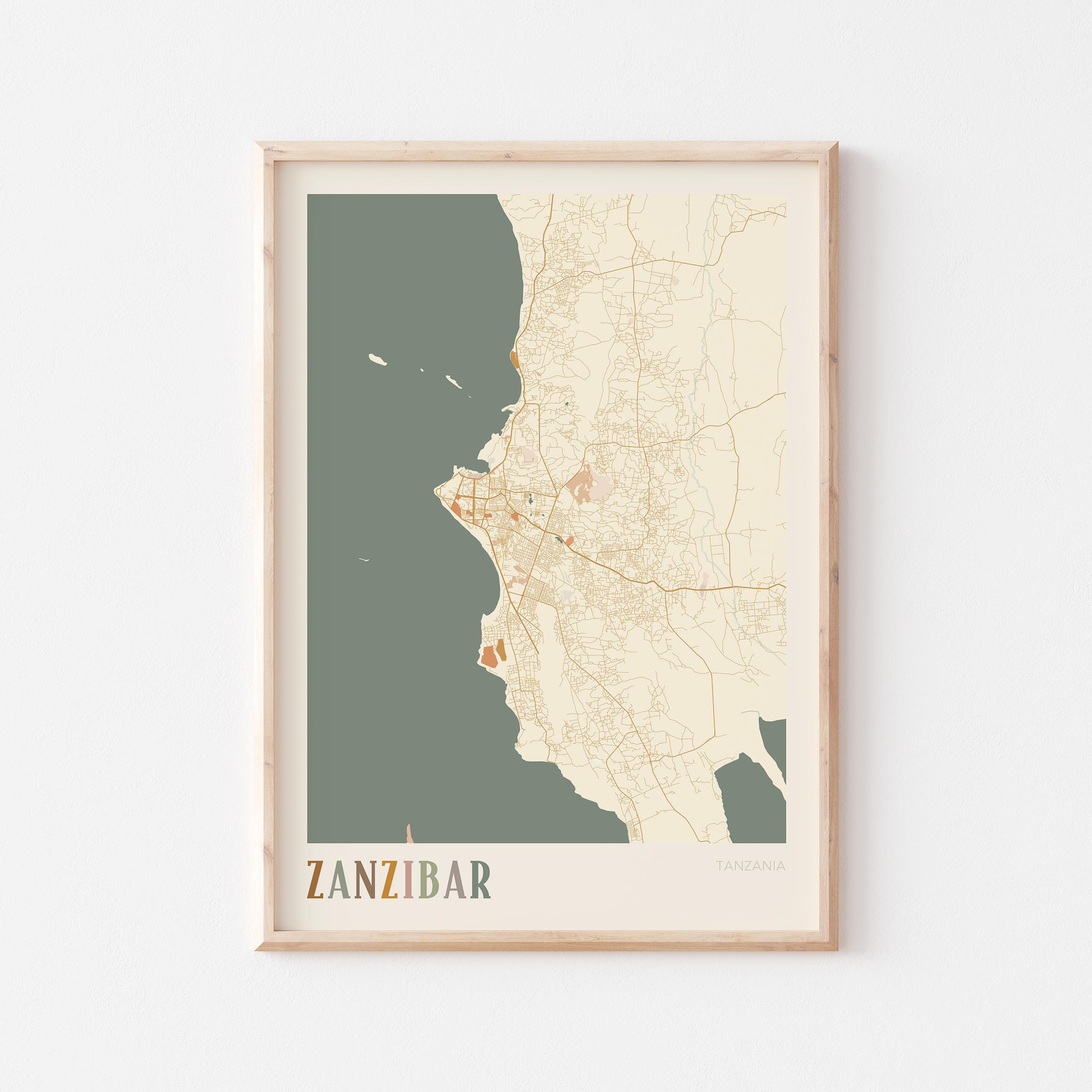 Zanzibar Map Poster, Zanzibar Print, Zanzibar Poster, Zanzibar Wall Art ...