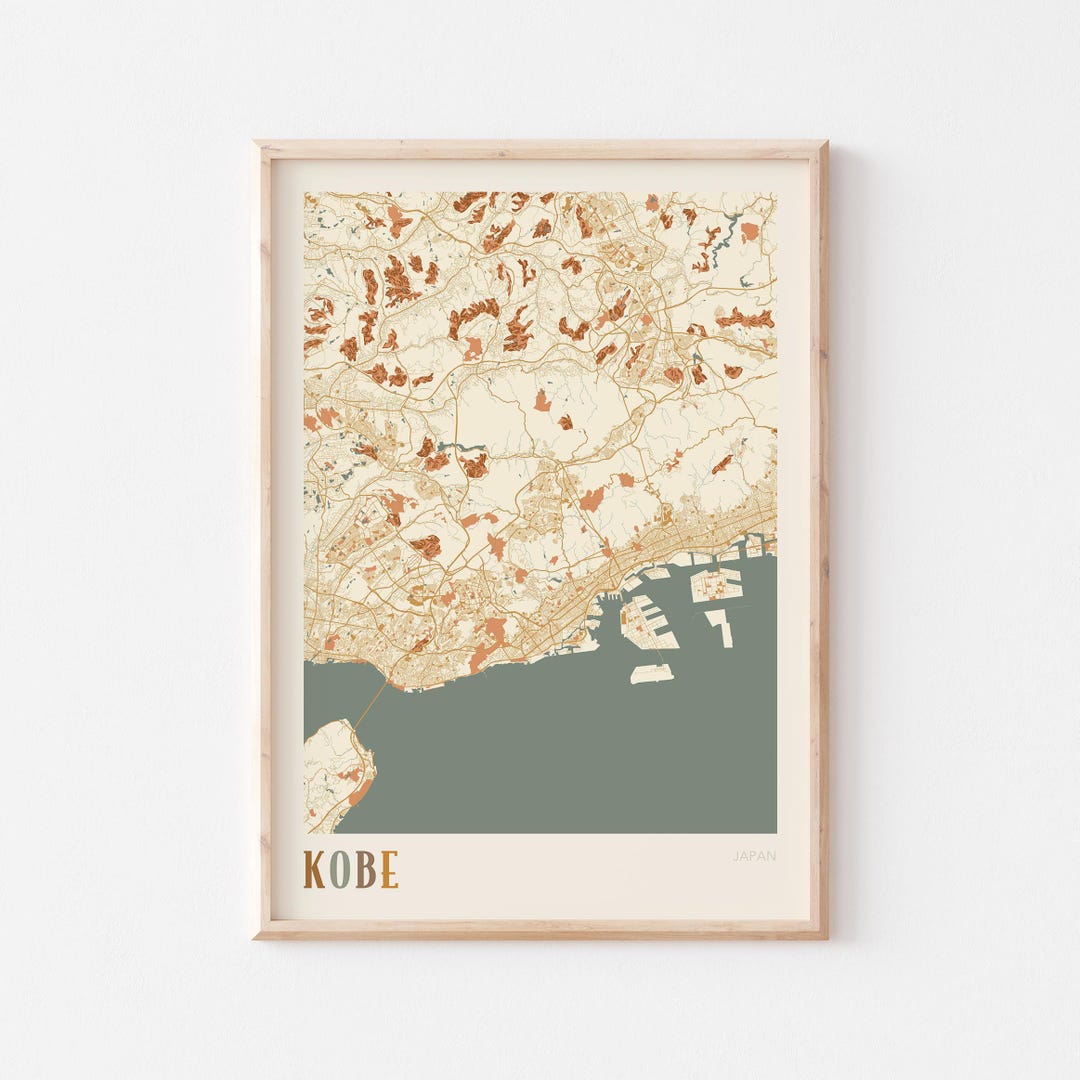 Kobe Map Poster, Kobe Print, Kobe Poster, Kobe Wall Art, Japan, Travel ...
