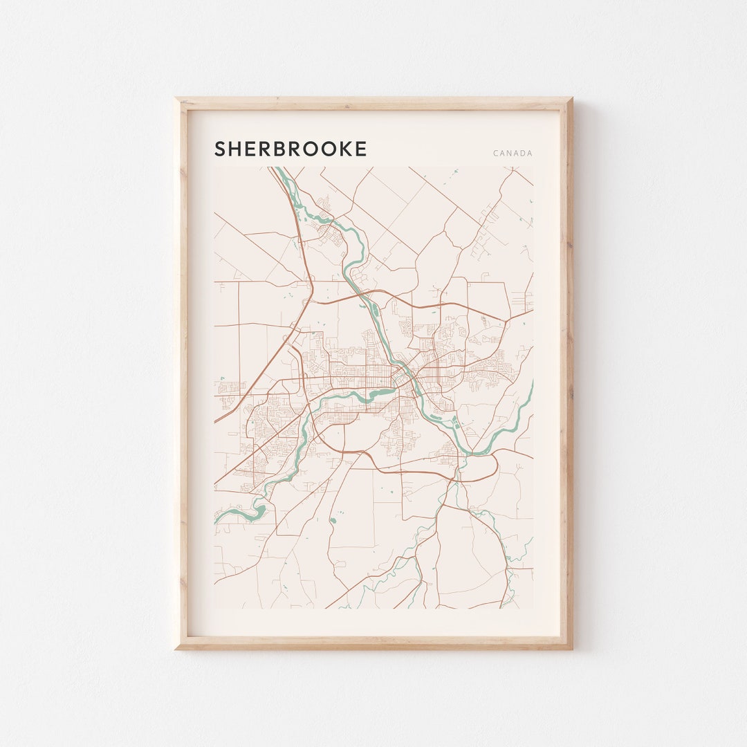 Sherbrooke Map Poster, Sherbrooke Wall Art, Sherbrooke City Map ...