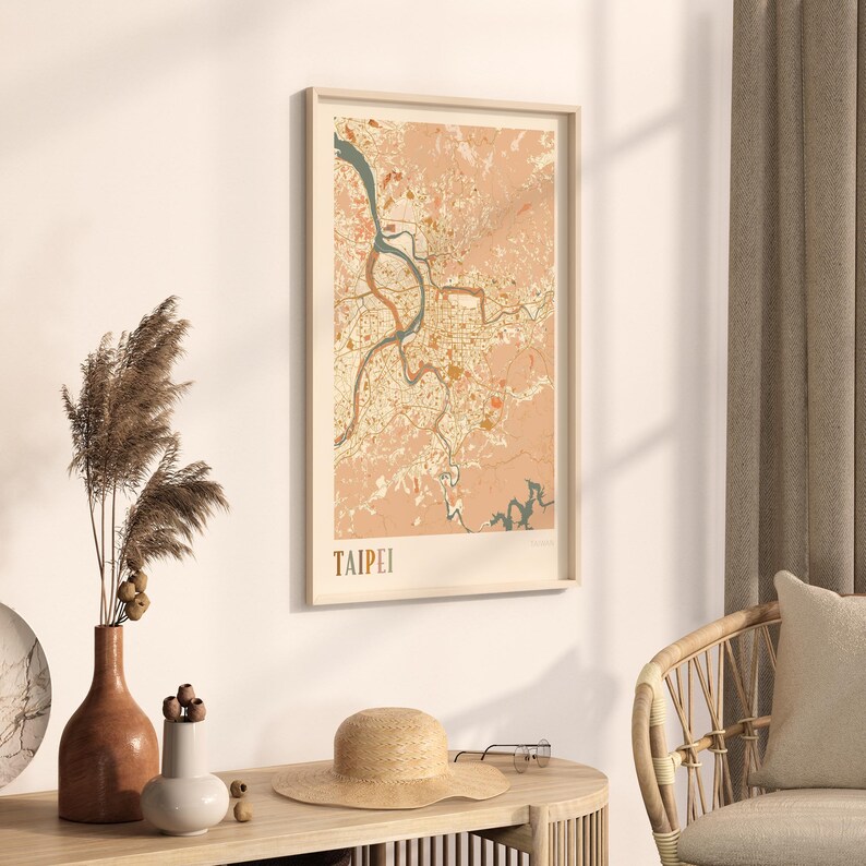 Taipei Map Poster, Taipei Print, Taipei Poster, Taipei Wall Art, Taiwan ...