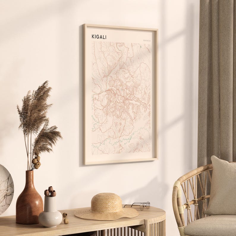 Kigali Map Poster, Kigali Print, Kigali Poster, Kigali Wall Art, Rwanda ...