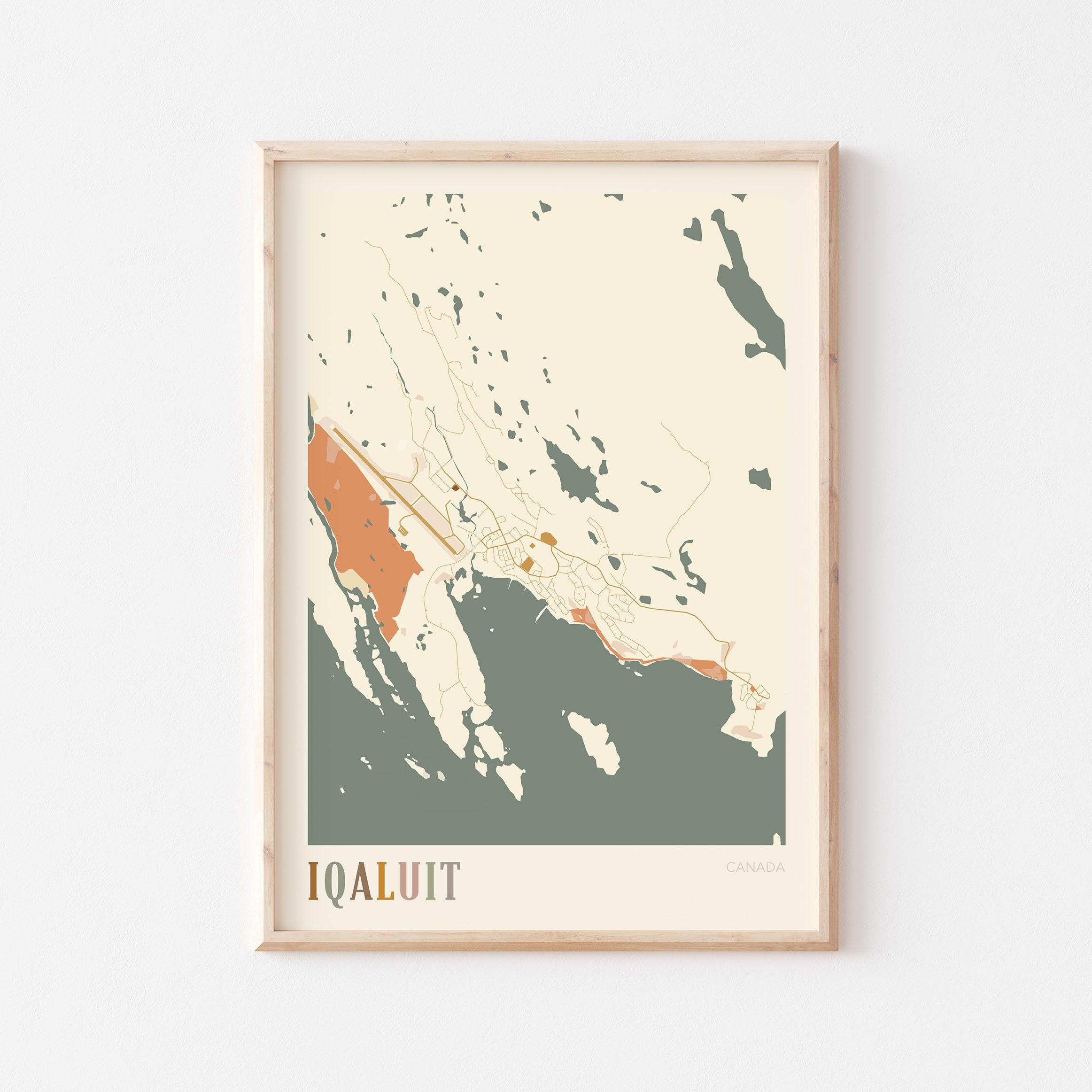 Iqaluit Nunavut Map Poster Iqaluit Wall Art Iqaluit Map Iqaluit