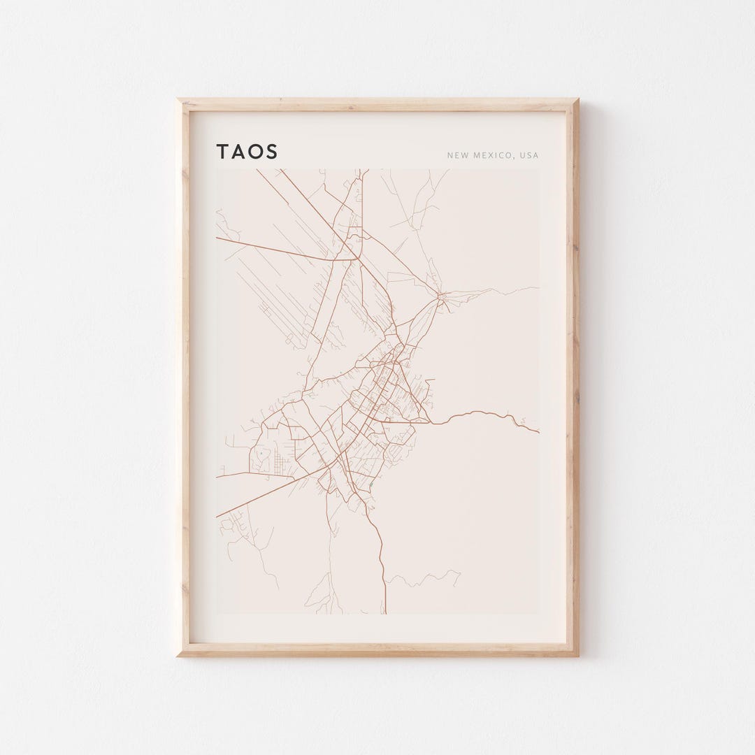Taos Map Poster, Taos Print, Taos Poster, Taos Wall Art, New Mexico ...