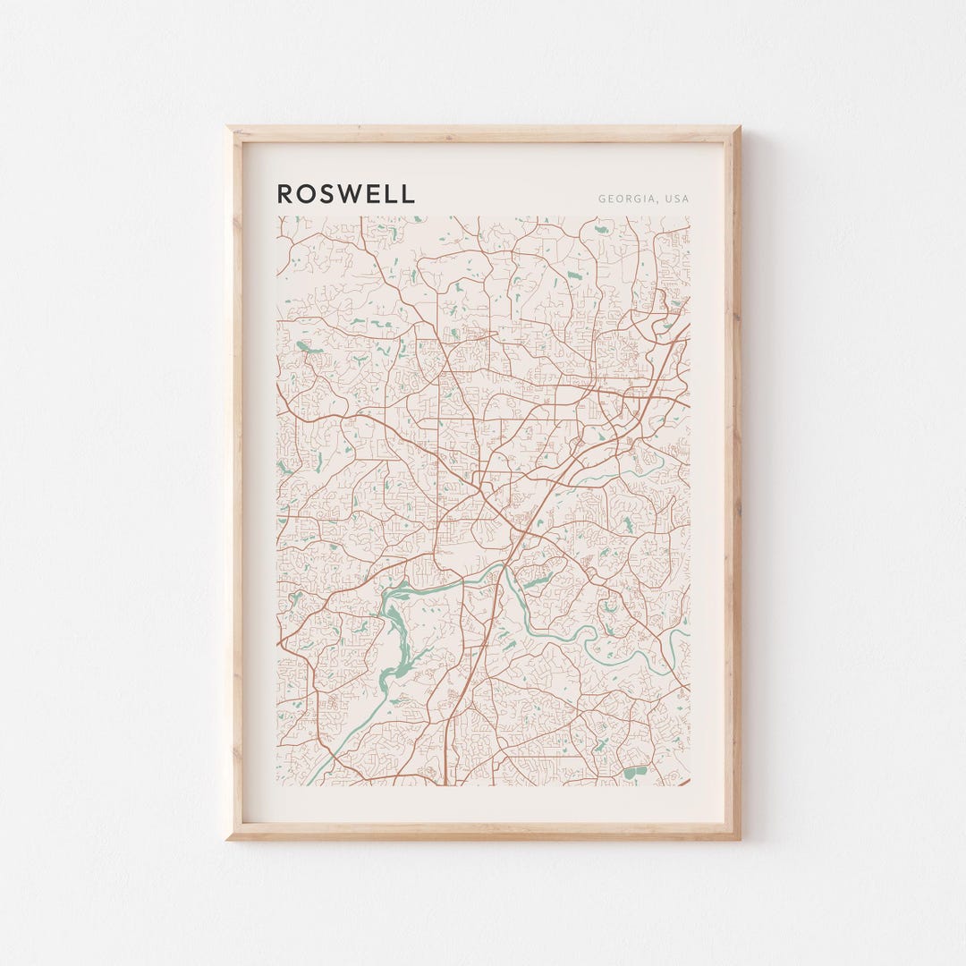 Roswell Map Poster, Roswell Print, Roswell Poster, Roswell Wall Art ...