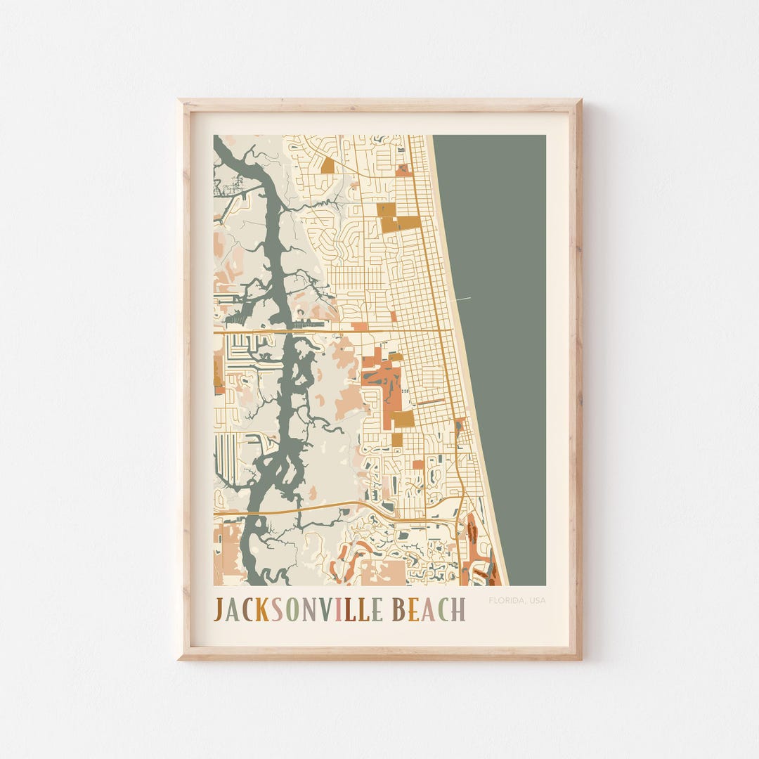 Jacksonville Beach Map Poster, Jacksonville Beach Print, Jacksonville ...