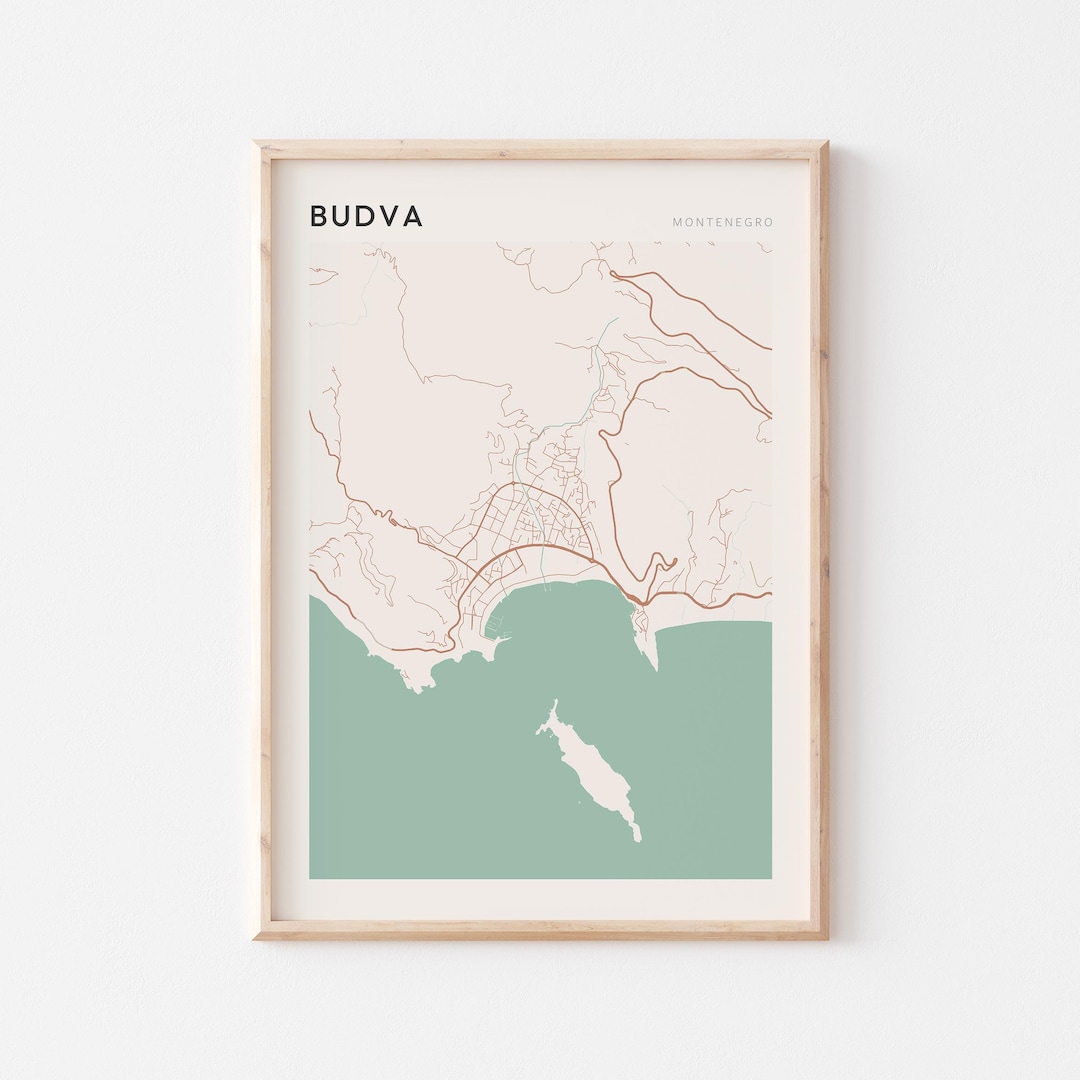 Budva Map Poster, Budva Print, Budva Poster, Budva Wall Art, Montenegro ...