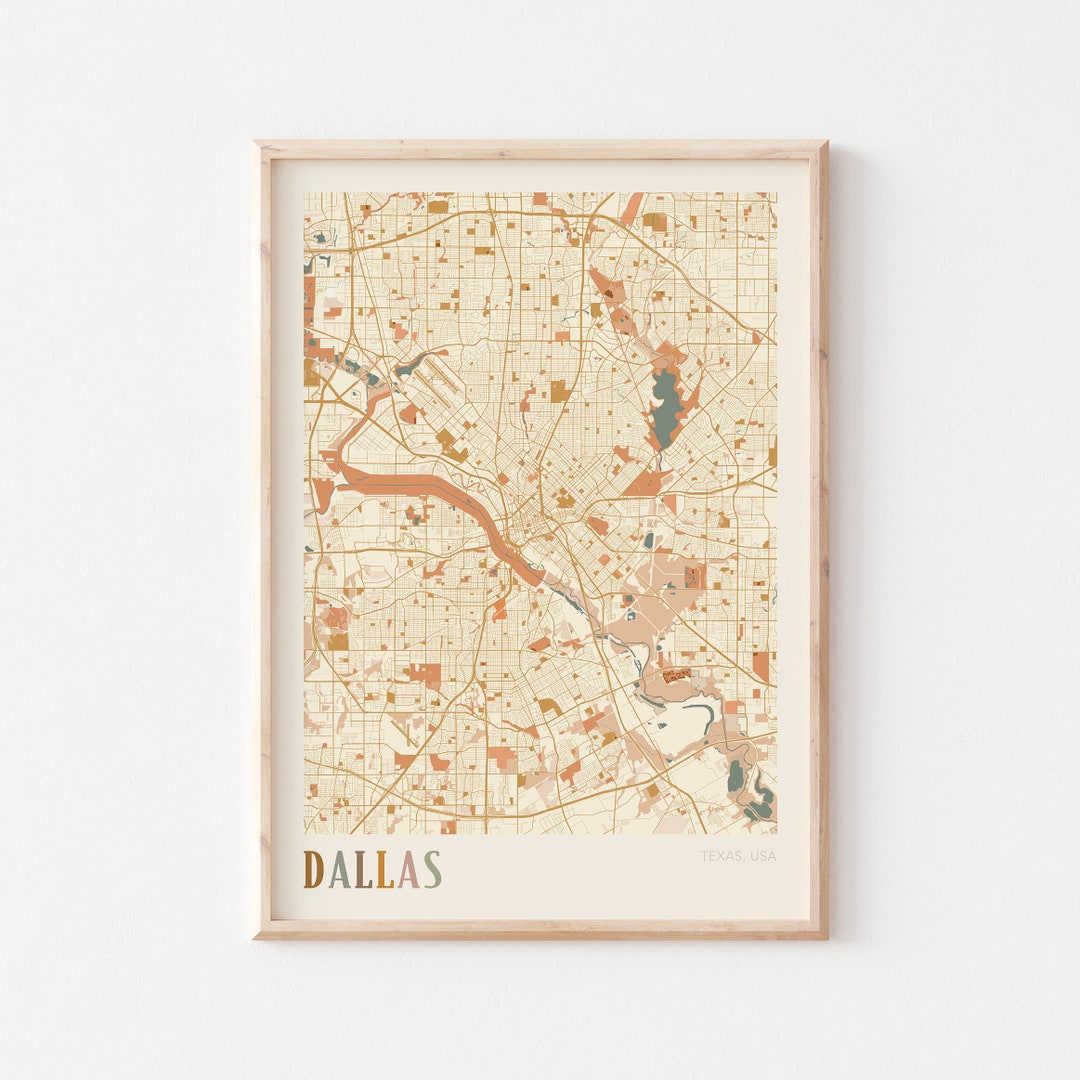 Dallas Map Poster, Dallas Wall Art, Dallas City Map, Dallas Print ...