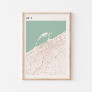 Erie Map Poster, Erie Print, Erie Poster, Erie Wall Art, Pennsylvania ...