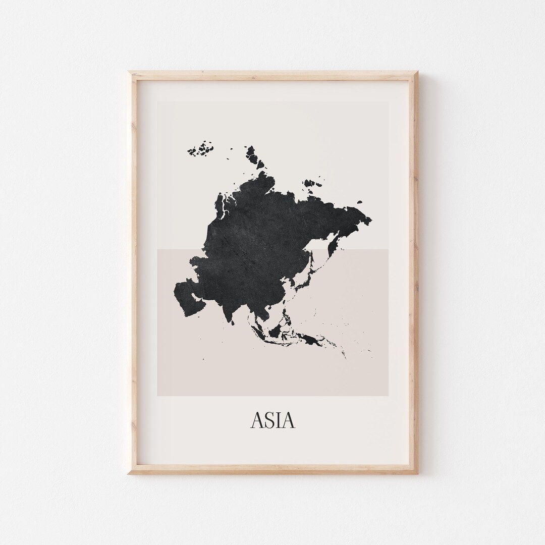 Asia Map Poster, Asia Print, Asia Map Print Minimalist Boho Wall Art ...