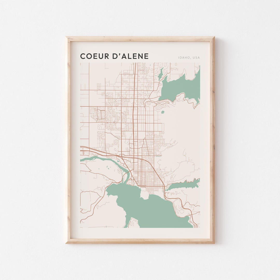 Coeur D'alene Map Poster, Coeur D'alene Print, Coeur D'alene Poster ...