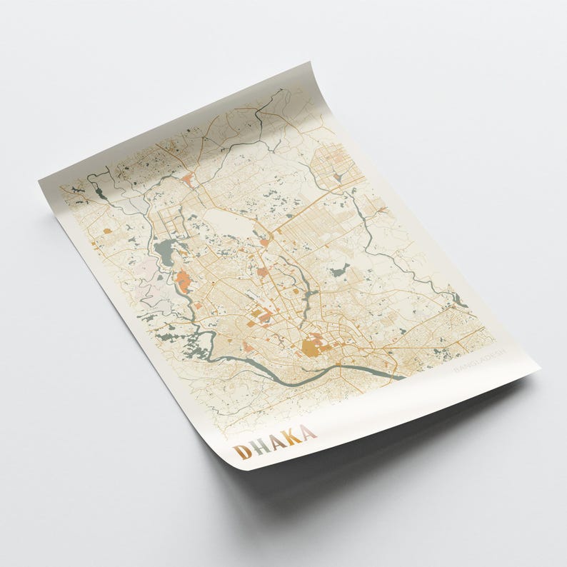 Dhaka Map Poster, Dhaka Print, Dhaka Poster, Dhaka Wall Art, Bangladesh ...