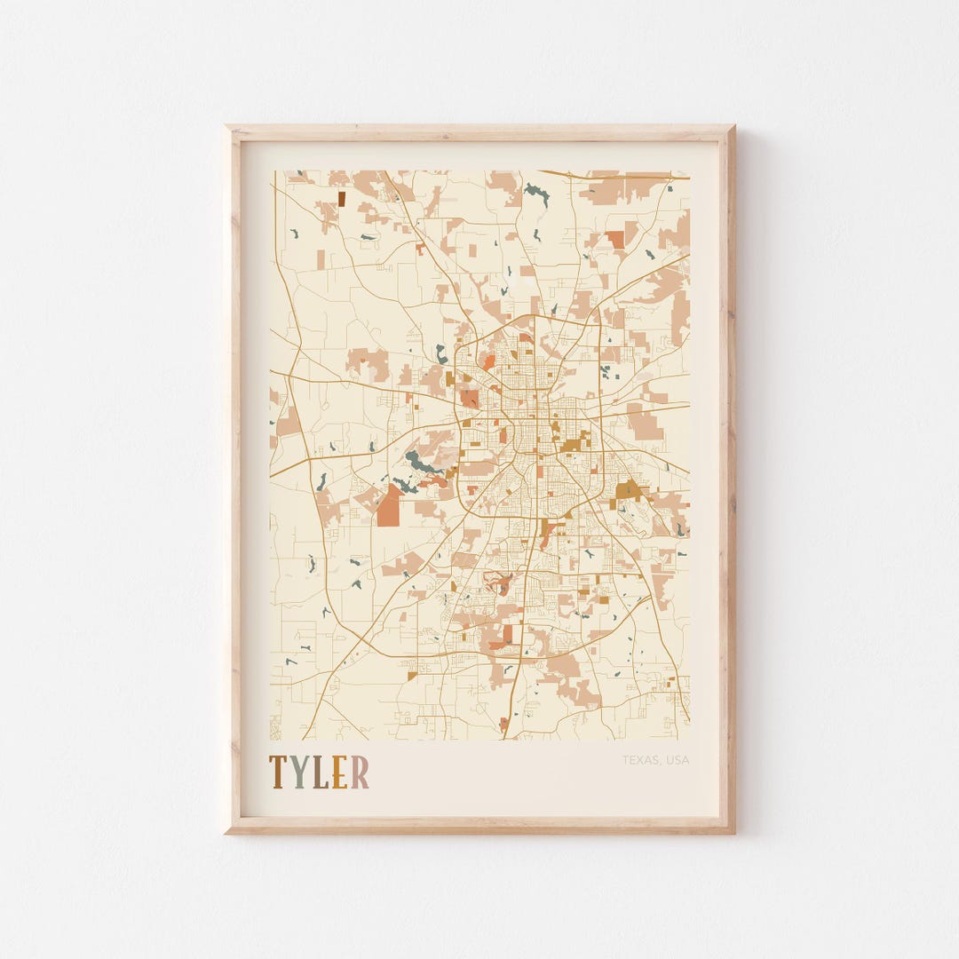 Tyler Map Poster, Tyler Print, Tyler Poster, Tyler Wall Art, Texas ...