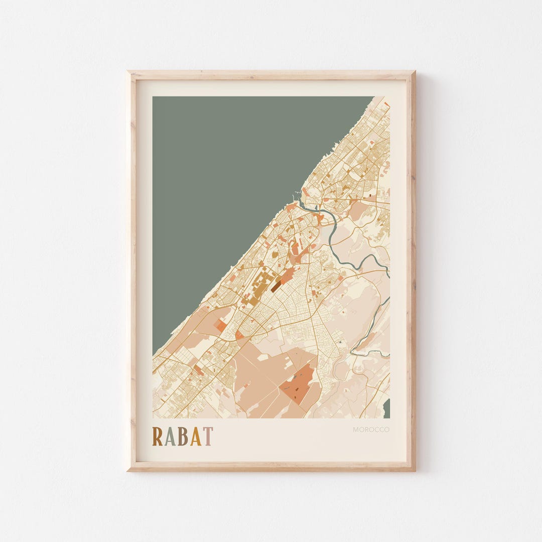Rabat Map Poster, Rabat Print, Rabat Poster, Rabat Wall Art, Morocco ...