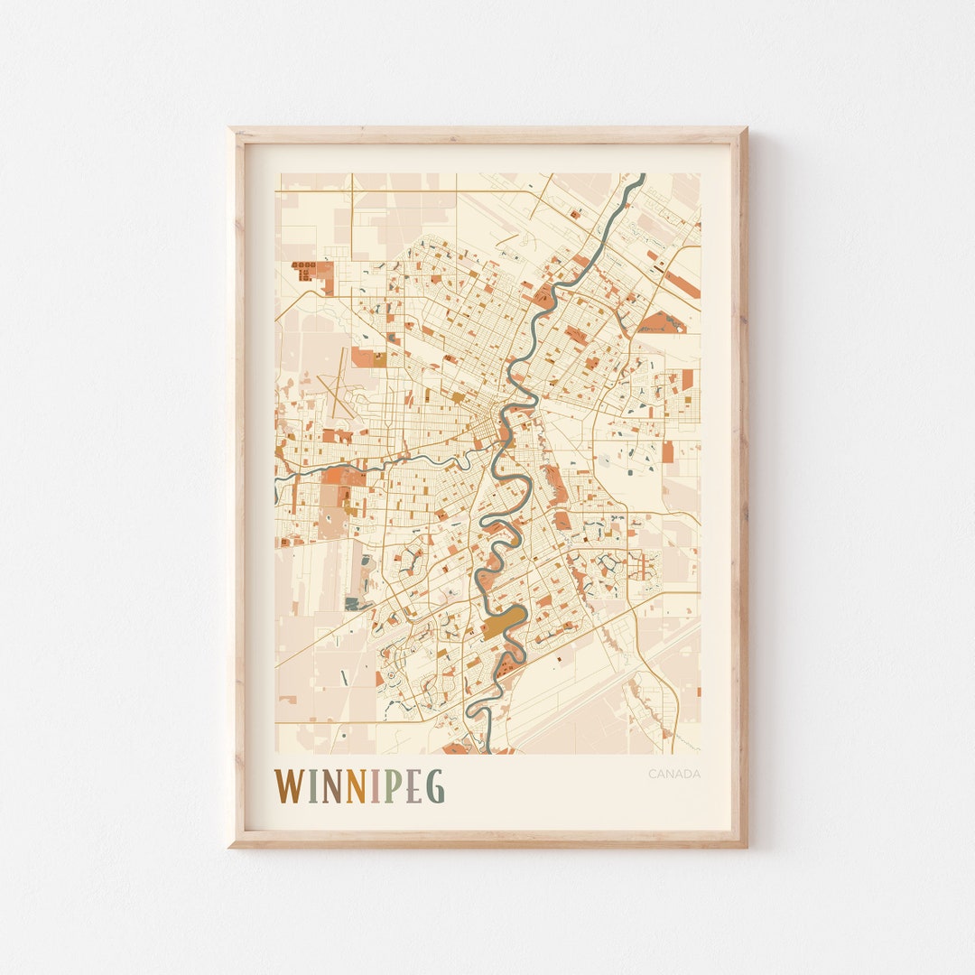 Winnipeg Manitoba Map Poster, Winnipeg Wall Art, Map of Winnipeg ...