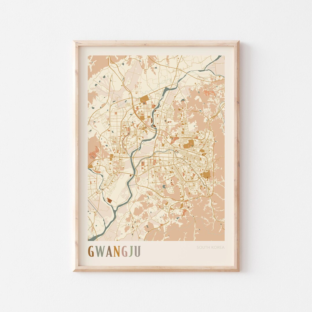 Gwangju Map Poster, Gwangju Print, Gwangju Poster, Gwangju Wall Art ...