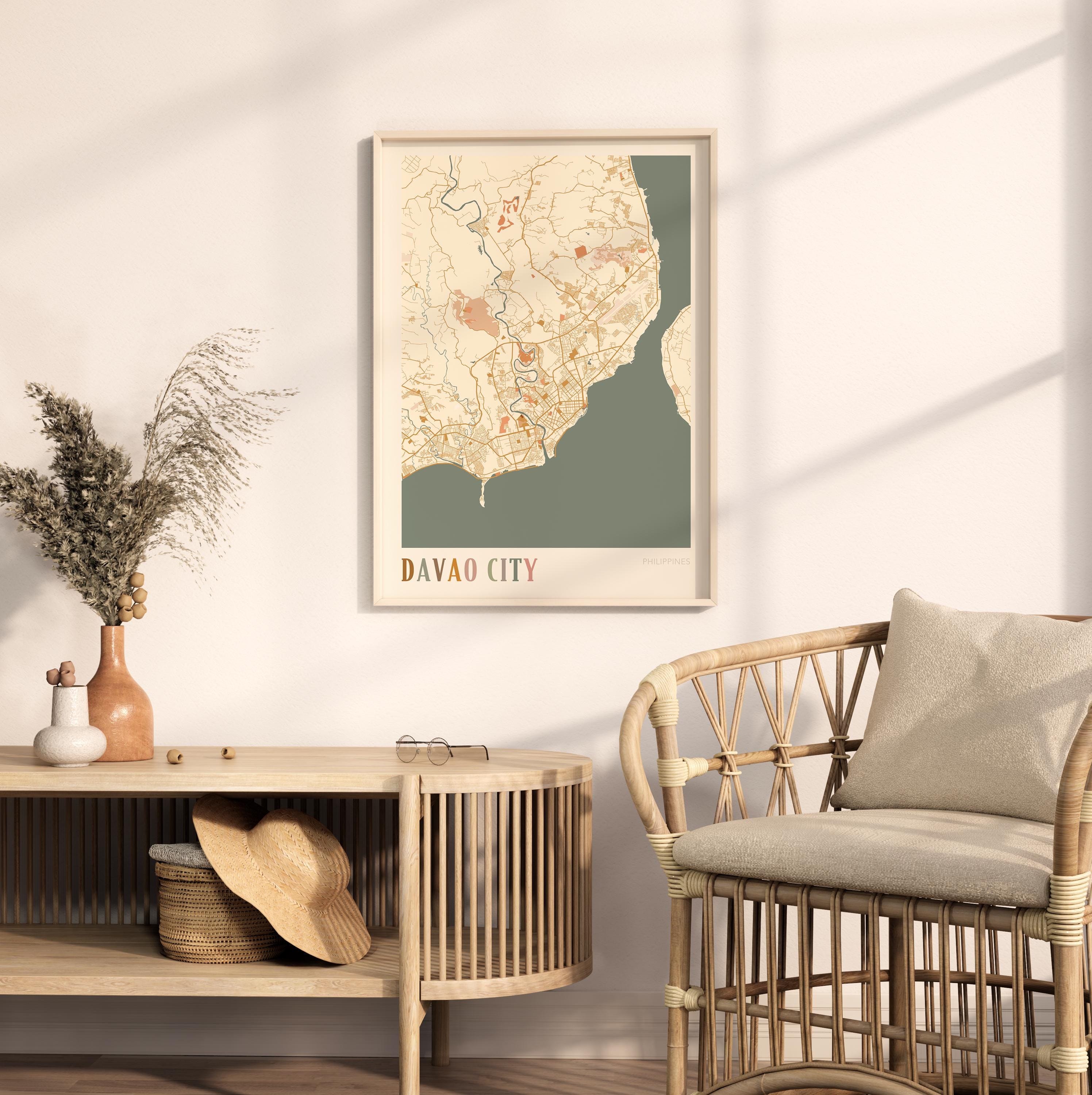 Davao City Map Poster, Davao City Print, Davao City Poster, Davao City ...