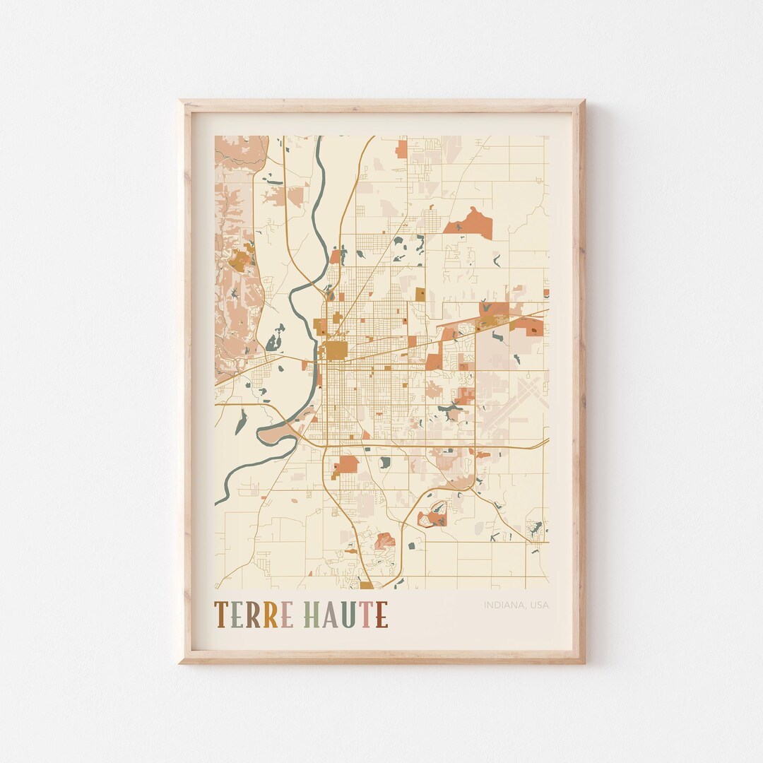 Terre Haute Map Poster, Terre Haute Print, Terre Haute Poster, Terre ...