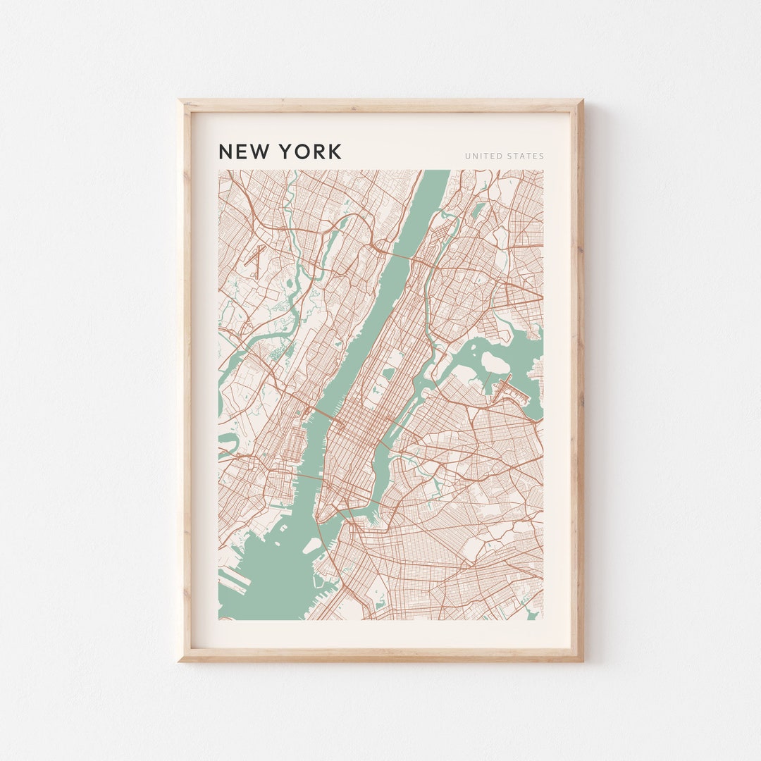 New York Map Poster, New York Wall Art, New York City Map, New York ...