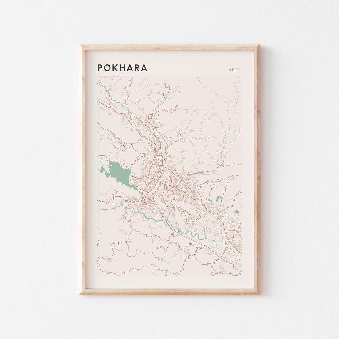 Pokhara Map Poster, Pokhara Print, Pokhara Poster, Pokhara Wall Art ...