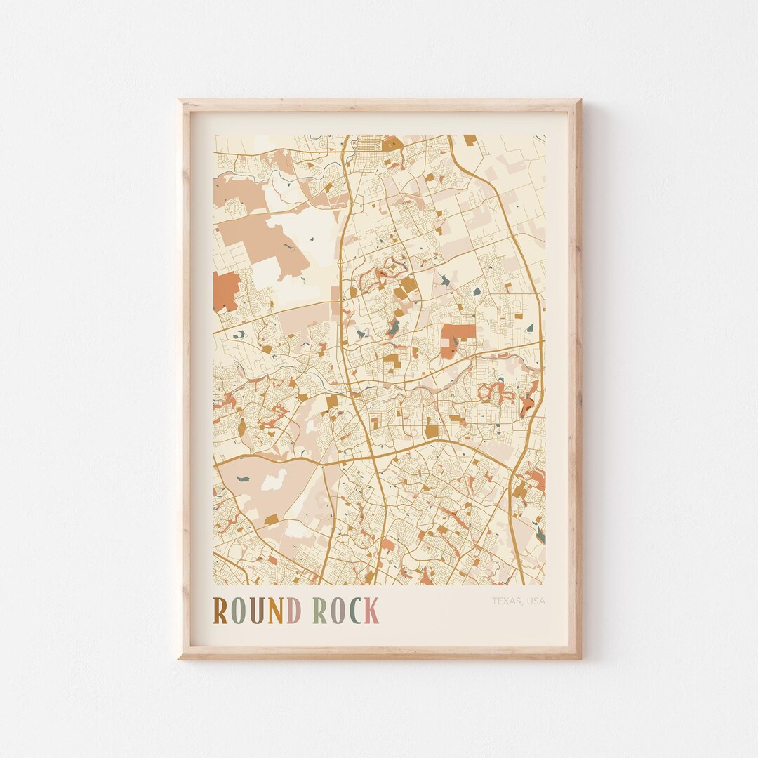 Round Rock Map Poster, Round Rock Print, Round Rock Poster, Round Rock Wall Art, Texas, Travel ...