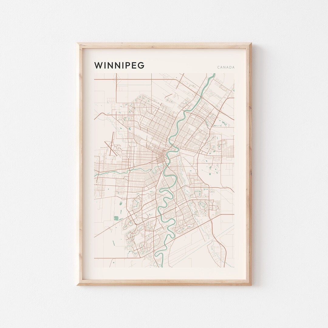 Winnipeg Map Poster, Winnipeg Wall Art, Winnipeg City Map, Winnipeg ...