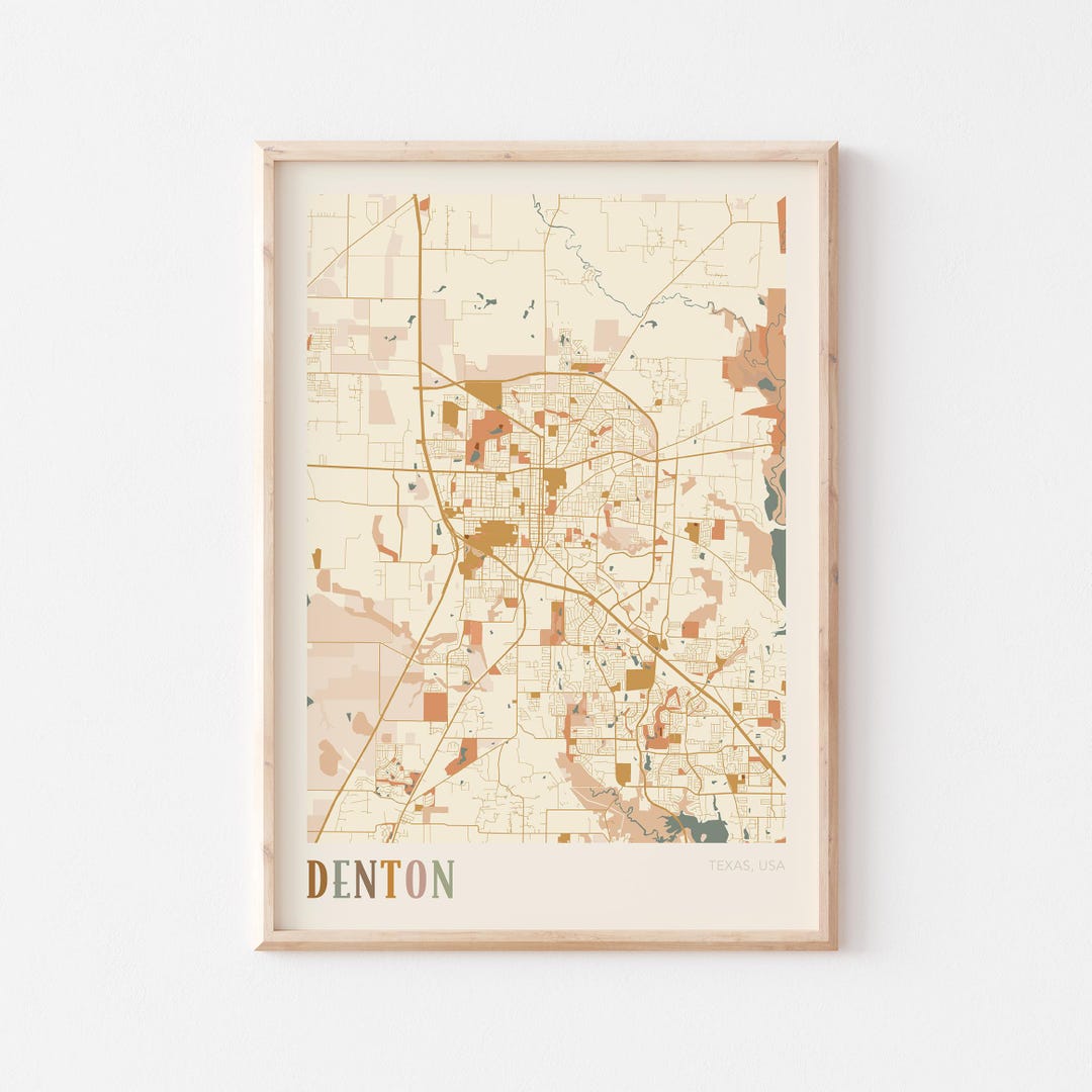 Denton Map Poster, Denton Print, Denton Poster, Denton Wall Art, Texas ...