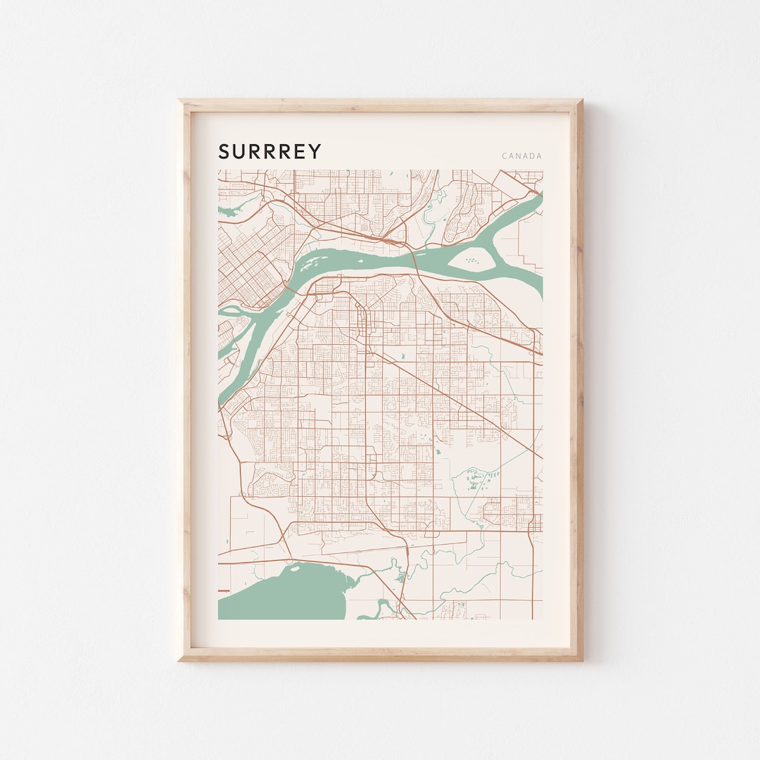 Surrey Map Poster, Surrey Wall Art, Surrey Map, Surrey Poster, Surrey Print, Surrey Map, Surrey ...