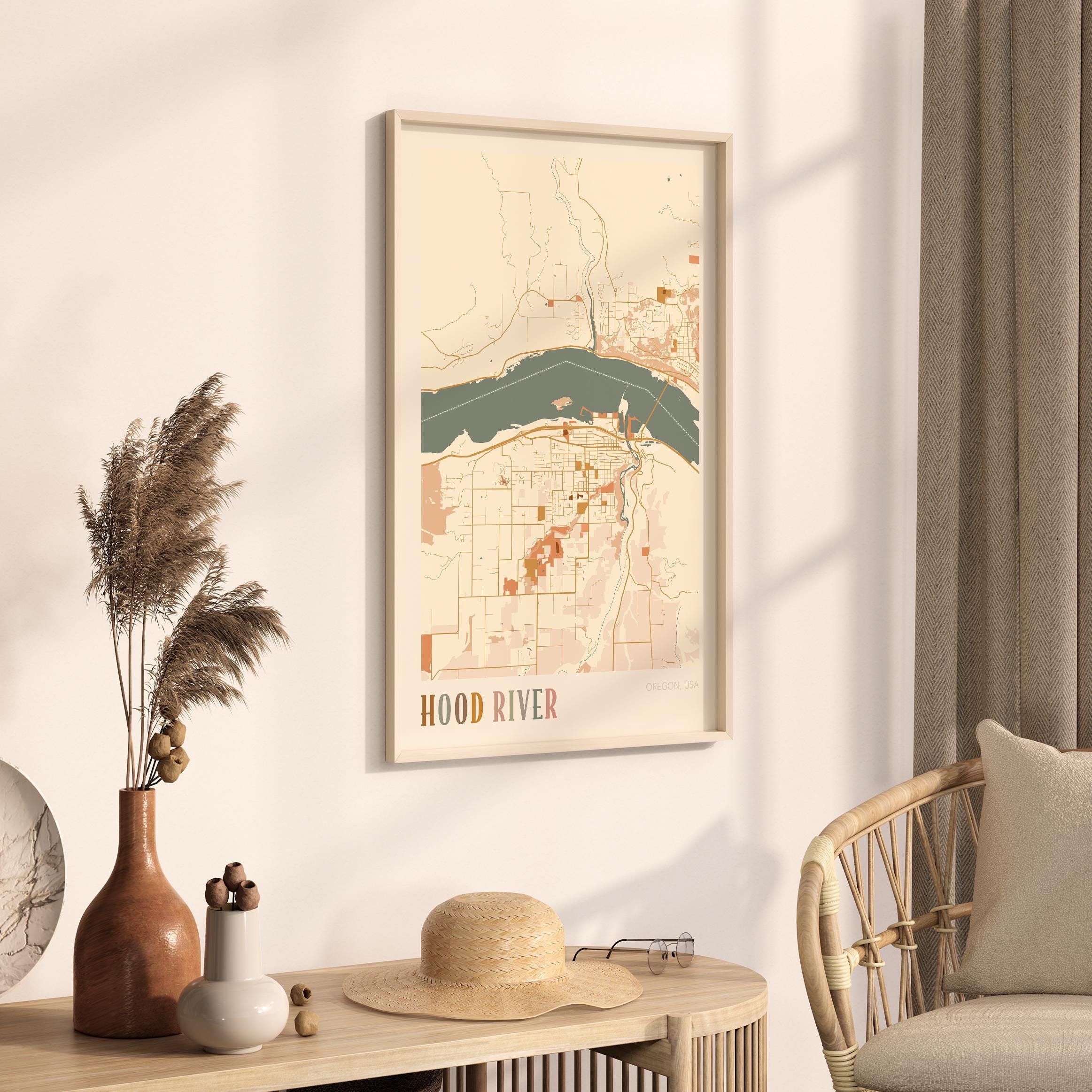 Hood River Map Poster, Hood River Print, Hood River Poster, Hood River Wall Art, Oregon, Travel ...