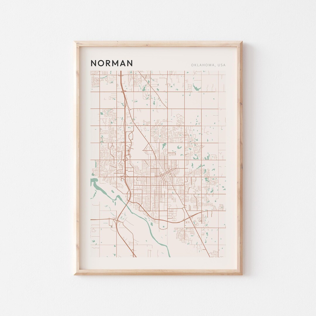 Norman Map Poster, Norman Print, Norman Poster, Norman Wall Art ...