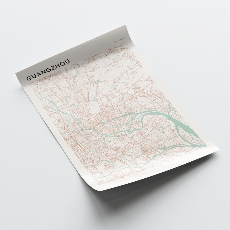 Guangzhou Map Poster, Guangzhou Print, Guangzhou Poster, Guangzhou Wall ...