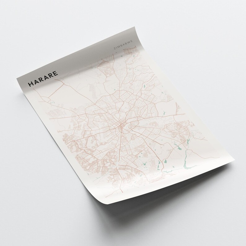Harare Map Poster, Harare Print, Harare Poster, Harare Wall Art ...