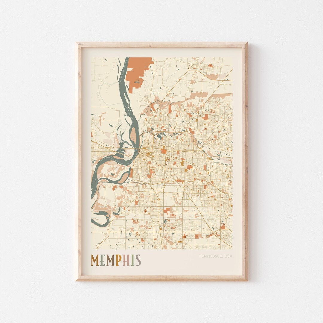 Memphis Map Poster, Memphis Print, Memphis Poster, Memphis Wall Art ...