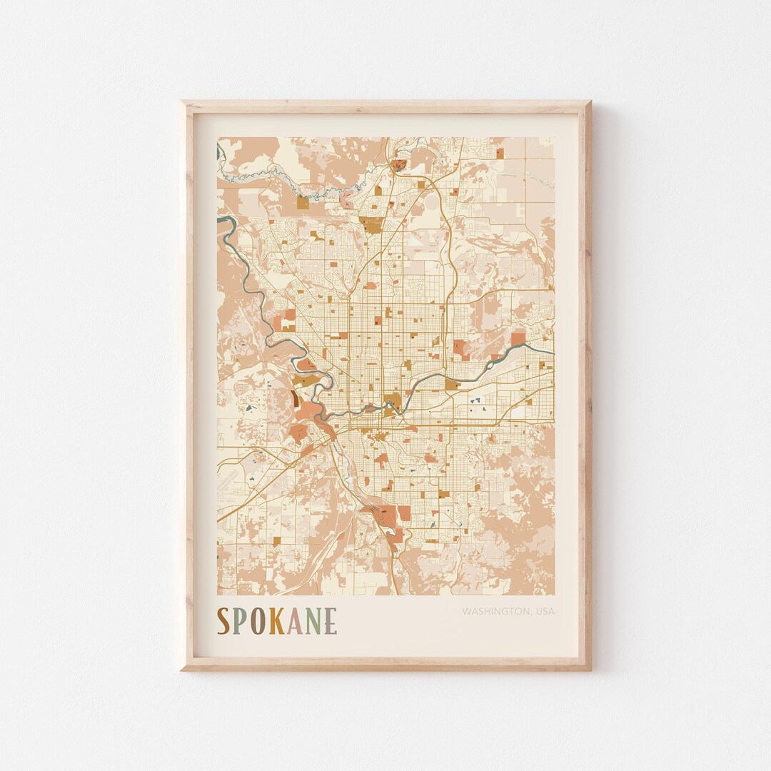 Spokane Map Poster, Spokane Print, Spokane Poster, Spokane Wall Art ...