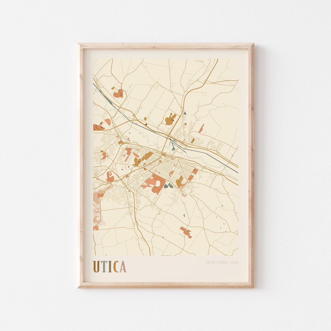 Utica Map Poster, Utica Print, Utica Poster, Utica Wall Art, New York ...