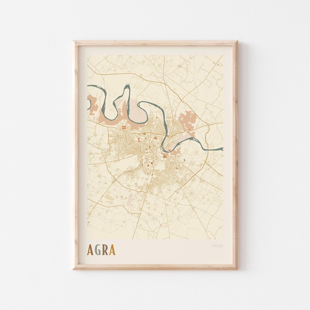 Agra Map Poster, Agra Print, Agra Poster, Agra Wall Art, India, Travel ...