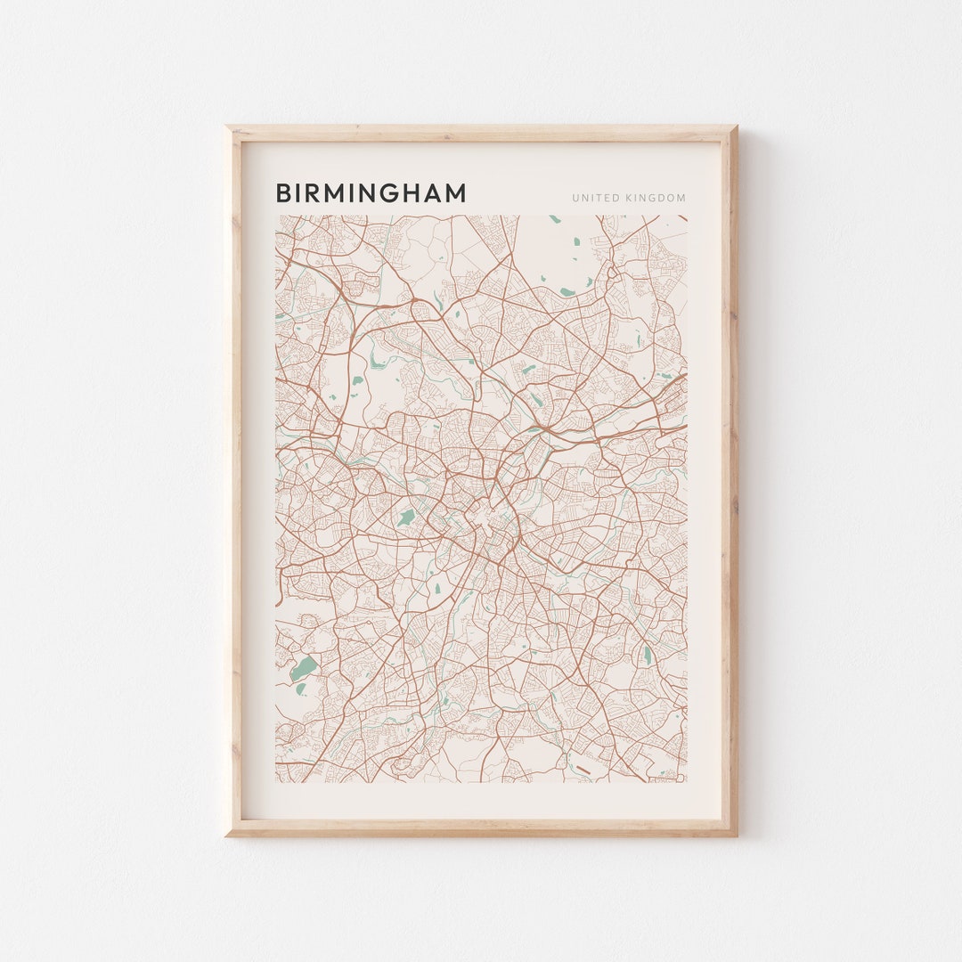 Birmingham Map Poster, Birmingham Poster, Birmingham Wall Art ...
