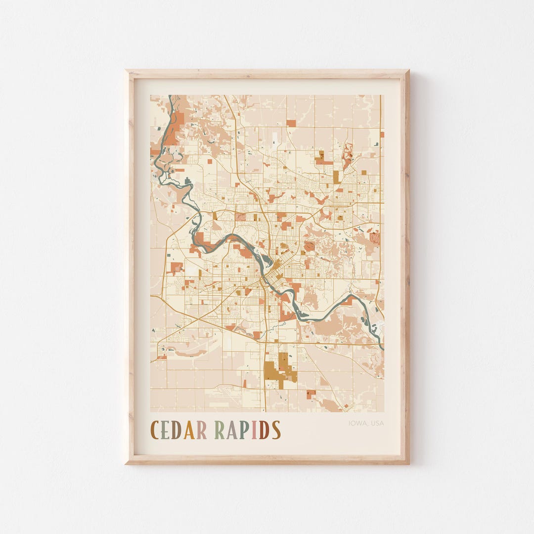 Cedar Rapids Map Poster, Cedar Rapids Print, Cedar Rapids Poster, Cedar ...