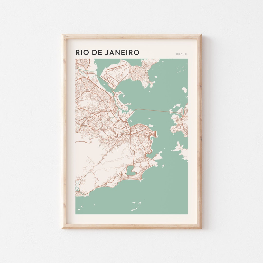 Rio De Janeiro Map Poster, Rio De Janeiro Poster, Rio De Janeiro Print ...