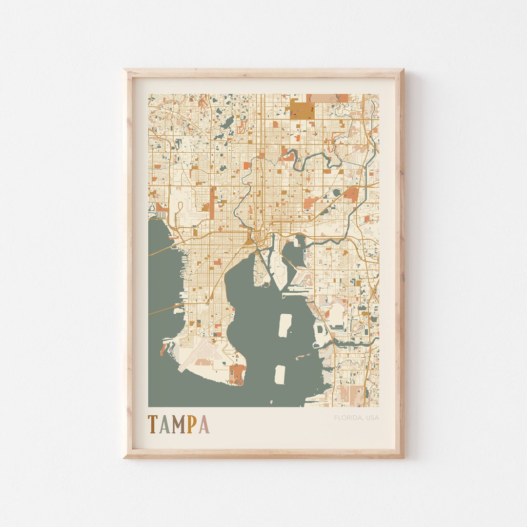 Tampa Map Poster, Tampa Print, Tampa Poster, Tampa Wall Art, Tampa City ...