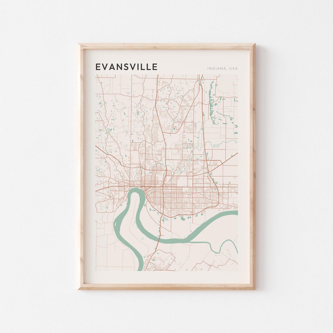 Evansville Map Poster, Evansville Print, Evansville Poster, Evansville ...