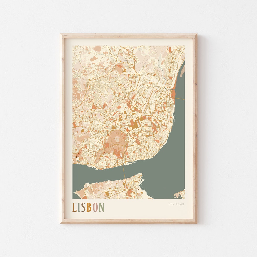 Lisbon Map Poster, Lisbon Poster, Lisbon Wall Art, Lisbon City Map ...