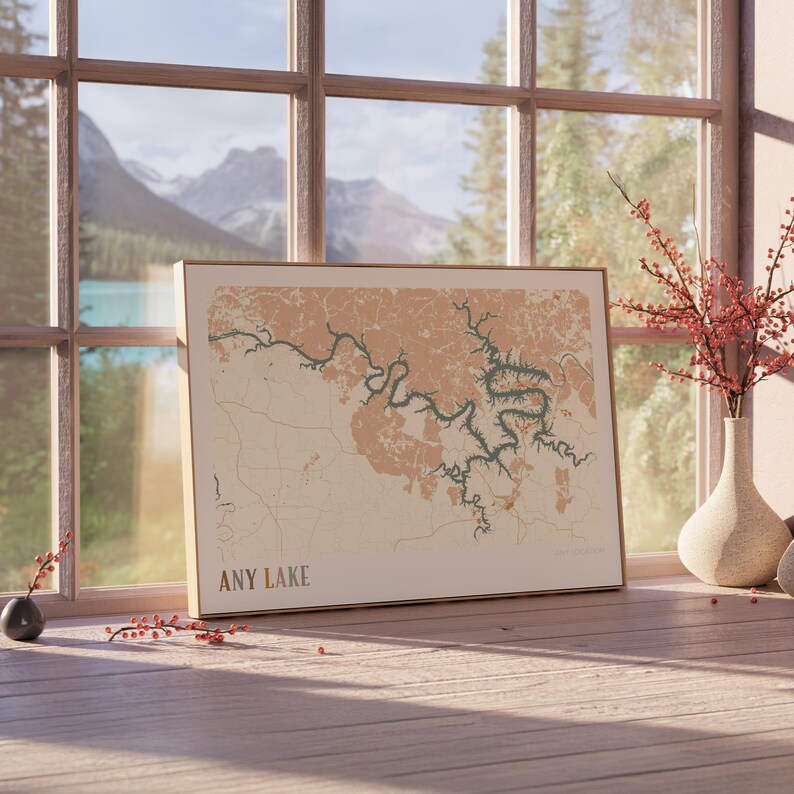 Custom Lake Print, Any Lake Map, Custom Lake Poster, Custom Lake Map ...