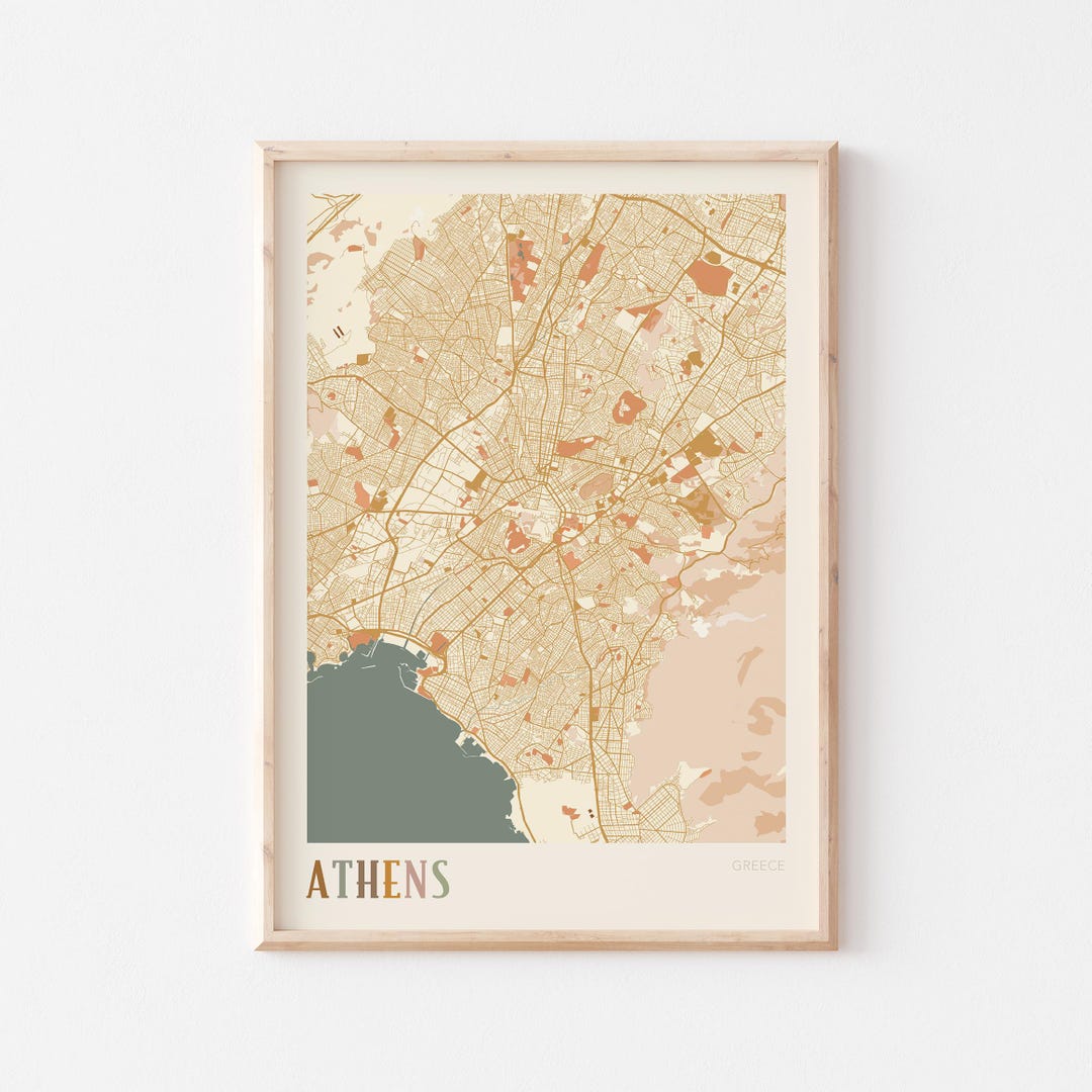 Athens Map Poster, Athens Print, Athens Poster, Athens Wall Art, Greece ...