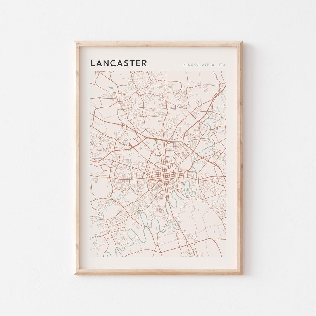 Lancaster Map Poster, Lancaster Print, Lancaster Poster, Lancaster Wall ...