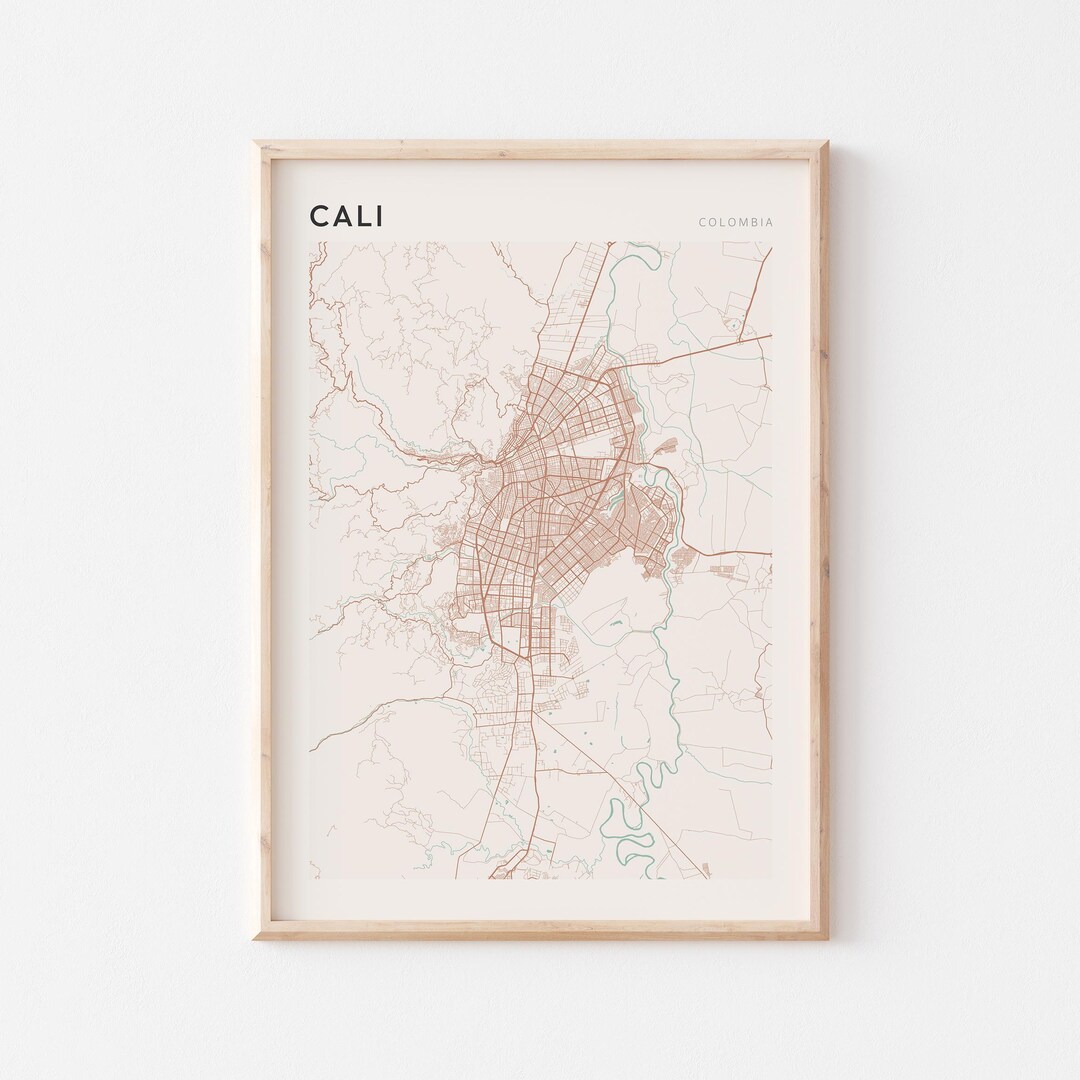 Cartaz do mapa de Cali, impressão de Cali, cartaz de Cali, arte de ...