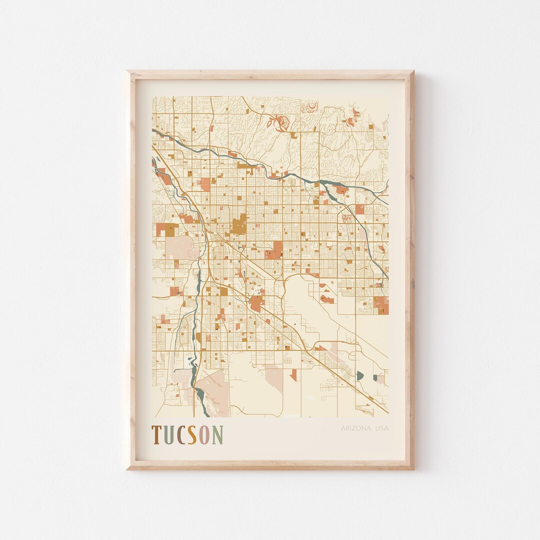 Tucson Map Poster, Tucson Print, Tucson Poster, Tucson Wall Art ...