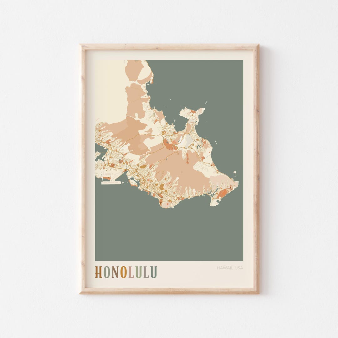 Honolulu Map Poster, Honolulu Print, Honolulu Poster, Honolulu Wall Art ...